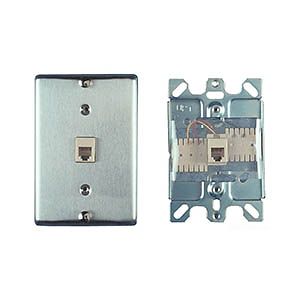 Allen Tel AT630B-4 Wall Phone Outlet Jack, Stainless Steel, 6-Position ...
